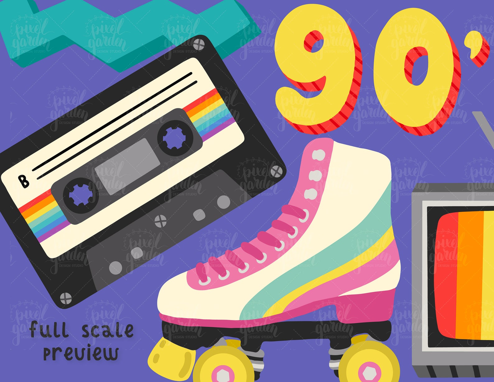 80s Clipart. Hand Drawn Eighties Nineties Nostalgia Clip Art. - Etsy