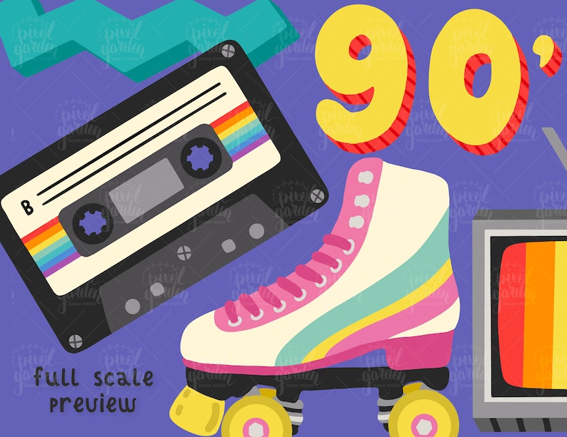 80s Clipart. Hand Drawn Eighties Nineties Nostalgia Clip Art. - Etsy