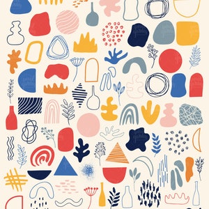 Abstract Boho Elements Clip Art. Organic Abstract Collage Clipart ...