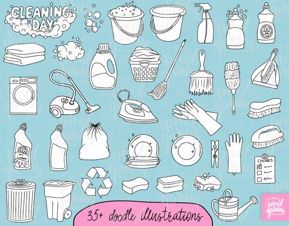 Kids Doing Chores Clipart Black And White