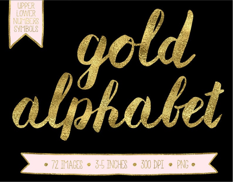Gold Alphabet Clipart. Gold Foil Letters Numbers Symbols. - Etsy