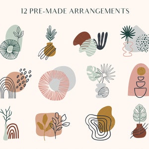 Abstract Boho Clip Art. Organic Abstract Collage Element Clipart ...