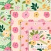 Bright Floral Digital Paper. Pink Mint Peach Cottage Chic - Etsy