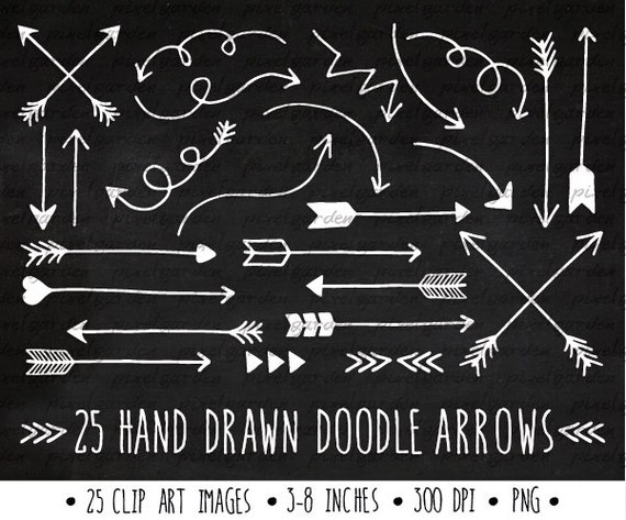 White Arrows Clip Art Set. Hand Drawn Arrows Clipart. | Etsy Canada