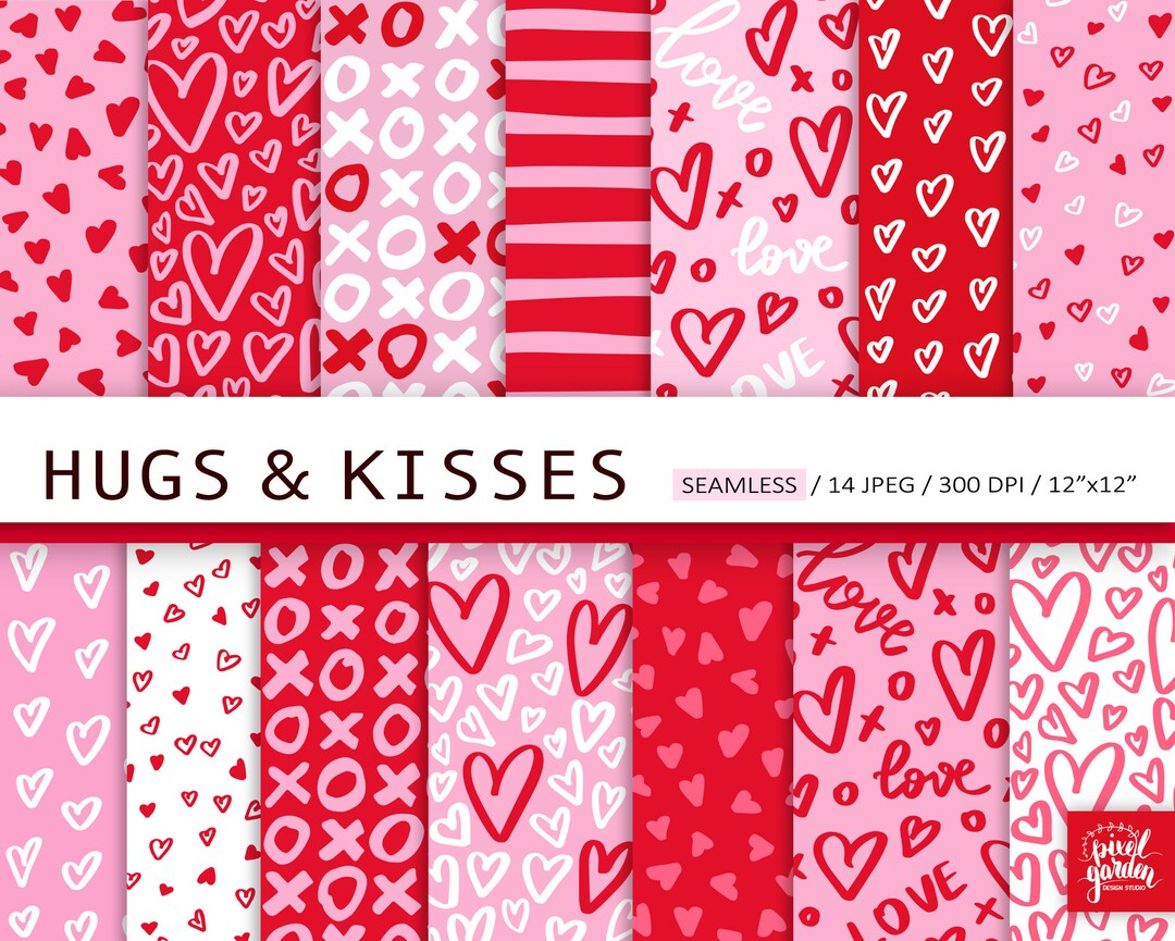 Love Seamless Patterns. Valentines Day Digital Paper. Hand Drawn Love ...
