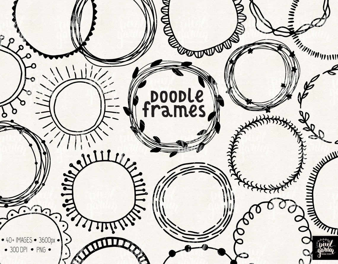 Doodle Frames Clipart. Hand Drawn Frames Clipart. Photo - Etsy
