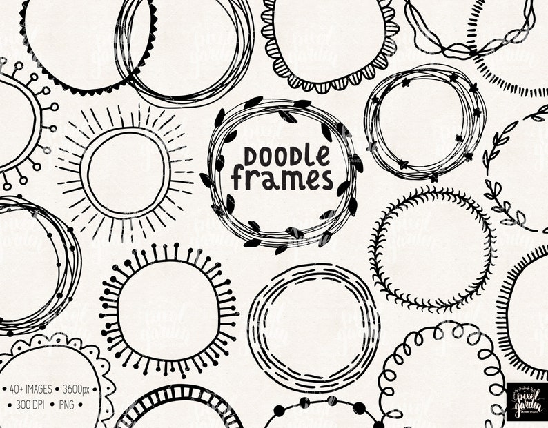 Doodle Frames Clipart. Hand Drawn Frames Clipart. Photo Borders, Frames ...
