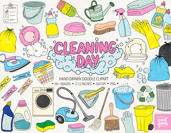 Hand Drawn Chores Clip Art. Doodle Kids Chore Planner - Etsy