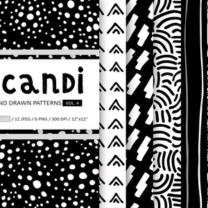 Nordic Digital Paper. Black, White Scandinavian Patterns. Hand Drawn ...