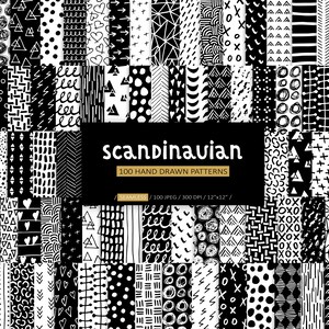 Minimalist Digital Pattern Bundle. Black, White Scandinavian Digital ...