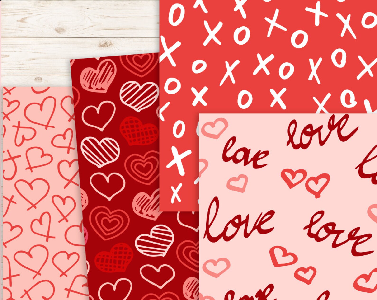 Valentines Day Digital Paper. Minimalist Love Hearts | Etsy