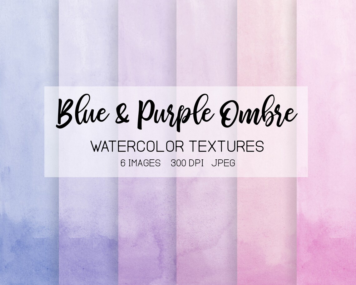 Watercolor Ombre Digital Paper. Handpainted Blue Lavender | Etsy
