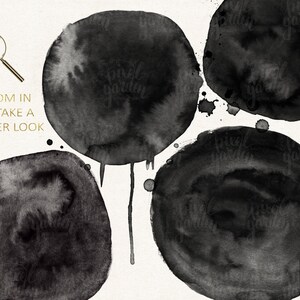 Watercolor Circles Clip Art. Black Hand Painted Watercolour Shapes ...