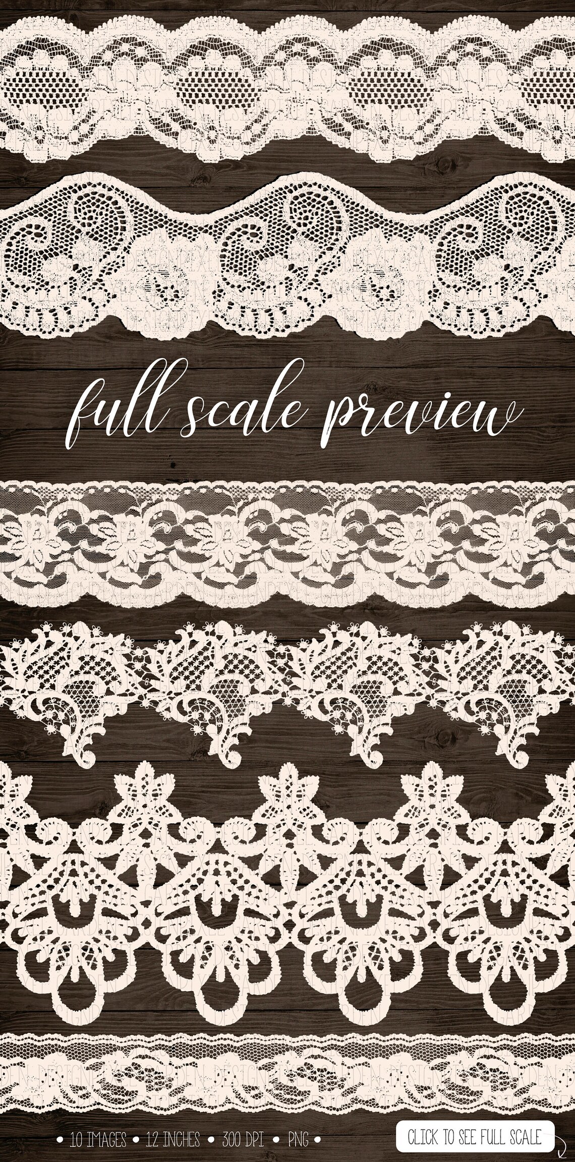 Wedding Lace Clipart. Ivory Lace Border Clip Art. Shabby | Etsy