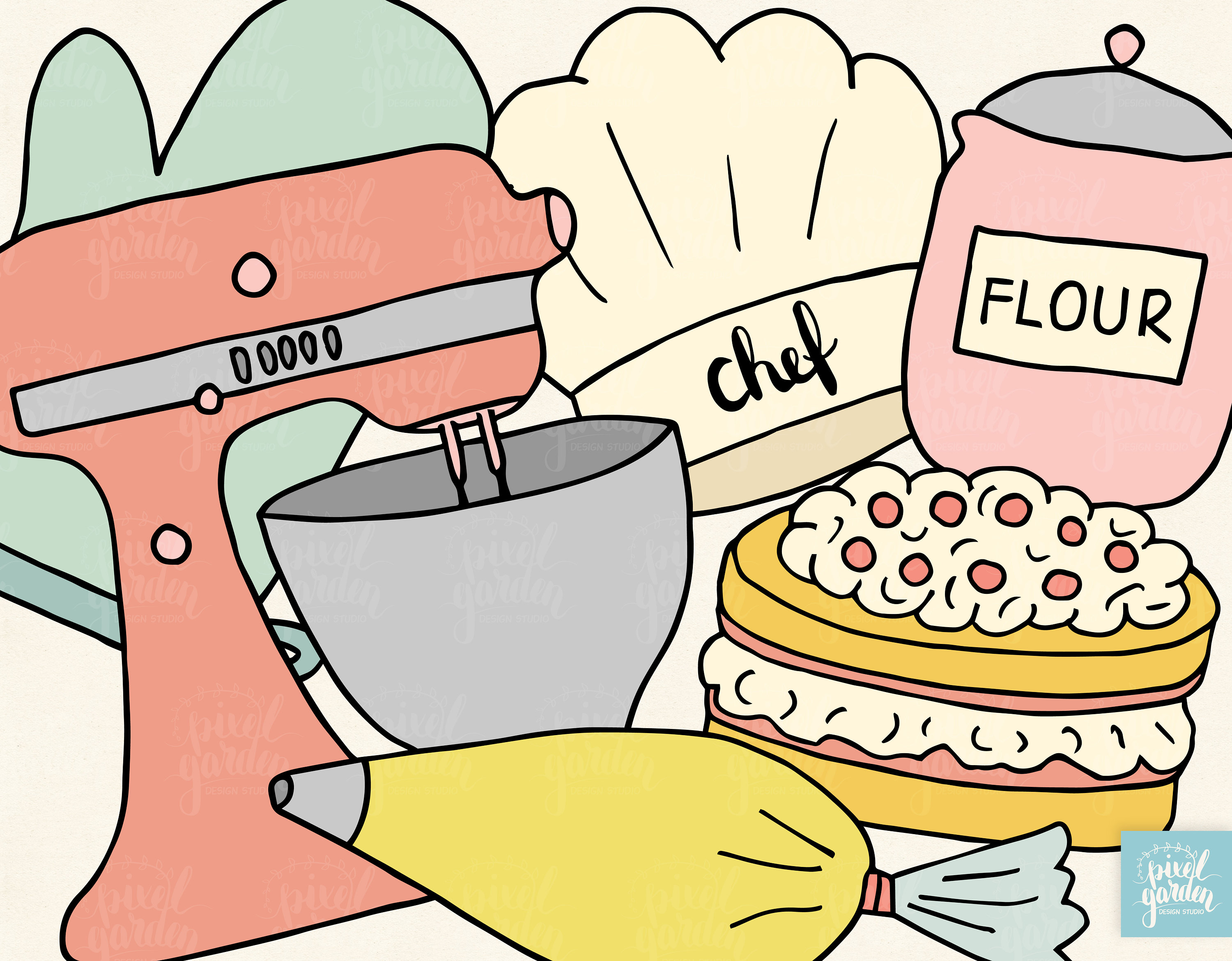 Baking Clipart. Hand Drawn Cake Cookie Meringue Clip Art. - Etsy UK