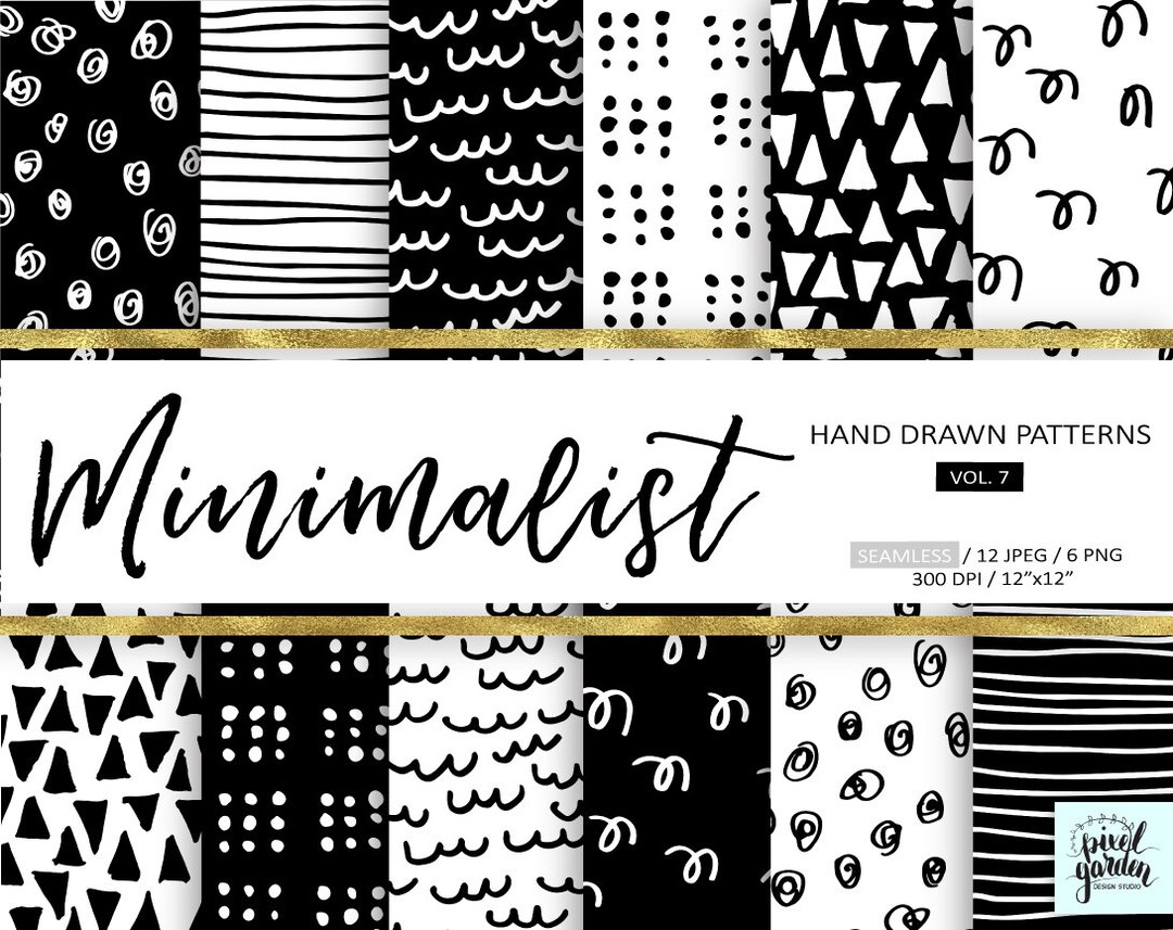 Geometric Digital Paper. Black & White Minimalist Blog Background. Hand ...
