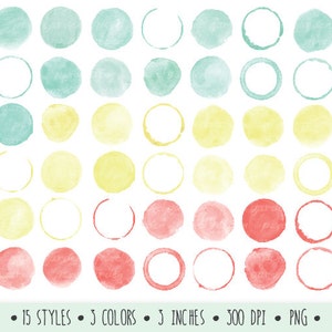 Watercolor Circles Clip Art. Hand Painted Bubbles. Hand Drawn Frames ...