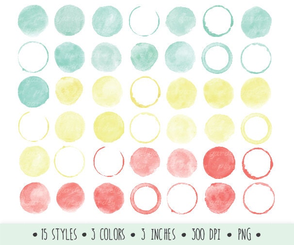 Watercolor Circles Clip Art. Hand Painted Bubbles. Hand Drawn | Etsy