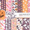 Purple Halloween Digital Paper. Hand Drawn Spooky Halloween Background ...