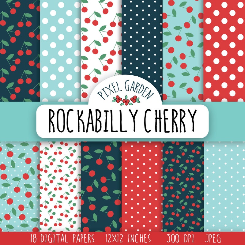 Cherry Digital Paper - Etsy