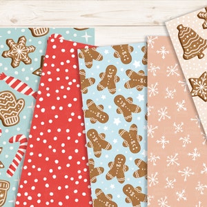 Christmas Seamless Patterns. Gingerbread Cookie Digital Paper. Candy ...