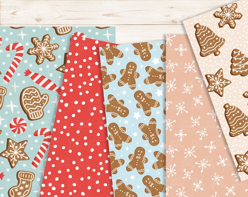 Christmas Seamless Patterns. Gingerbread Cookie Digital Paper. Candy ...