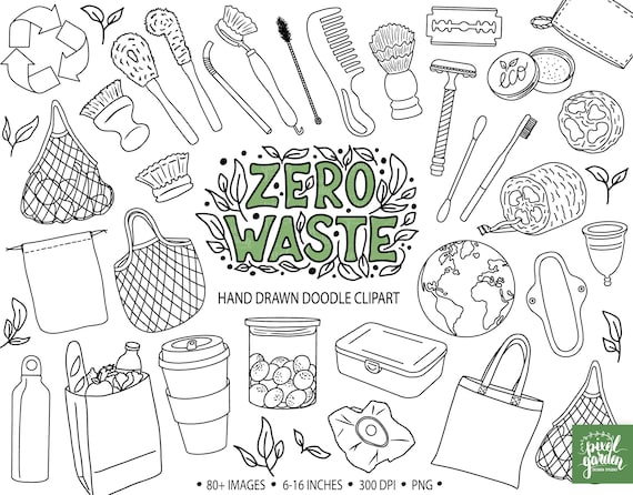 Zero Waste Clip Art. Hand Drawn Eco Friendly Clipart. Doodle | Etsy