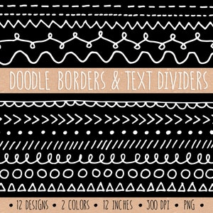 Hand Drawn Doodle Borders and Text Dividers. Digital Doodle Frames and ...