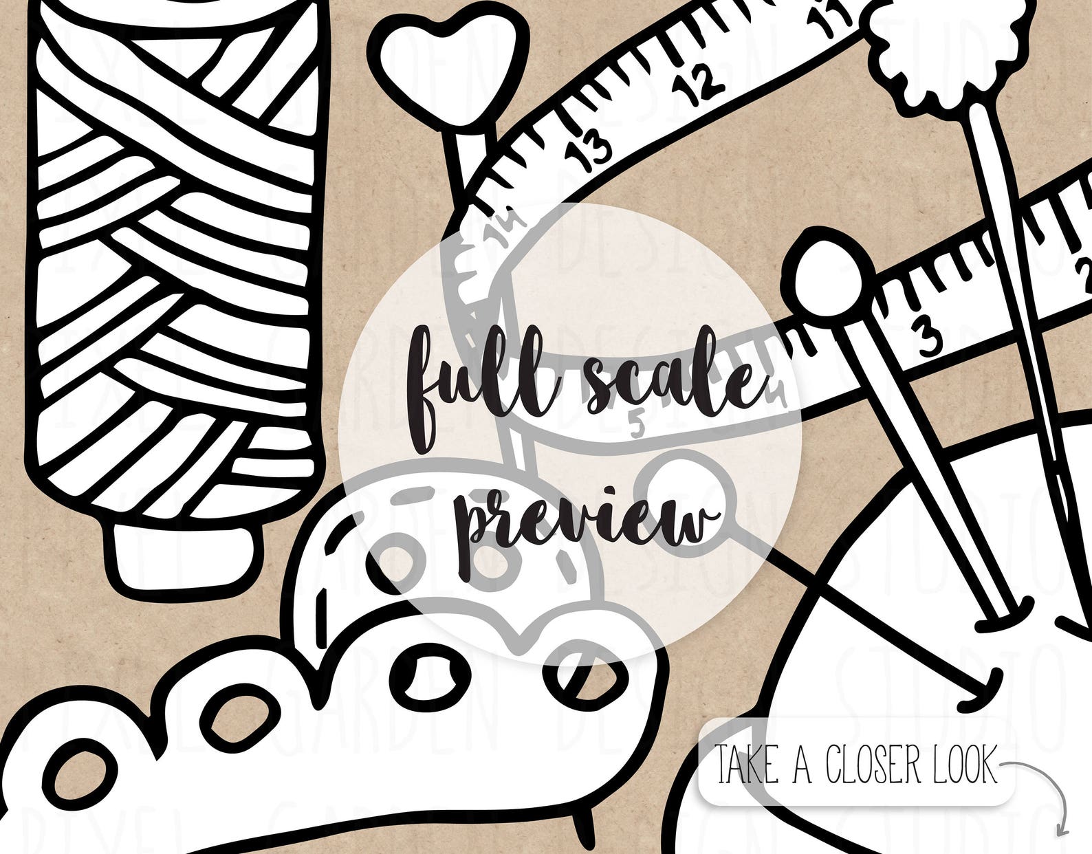 Hand Drawn Sewing Clipart. Doodle Dressmaking Clip Art. | Etsy