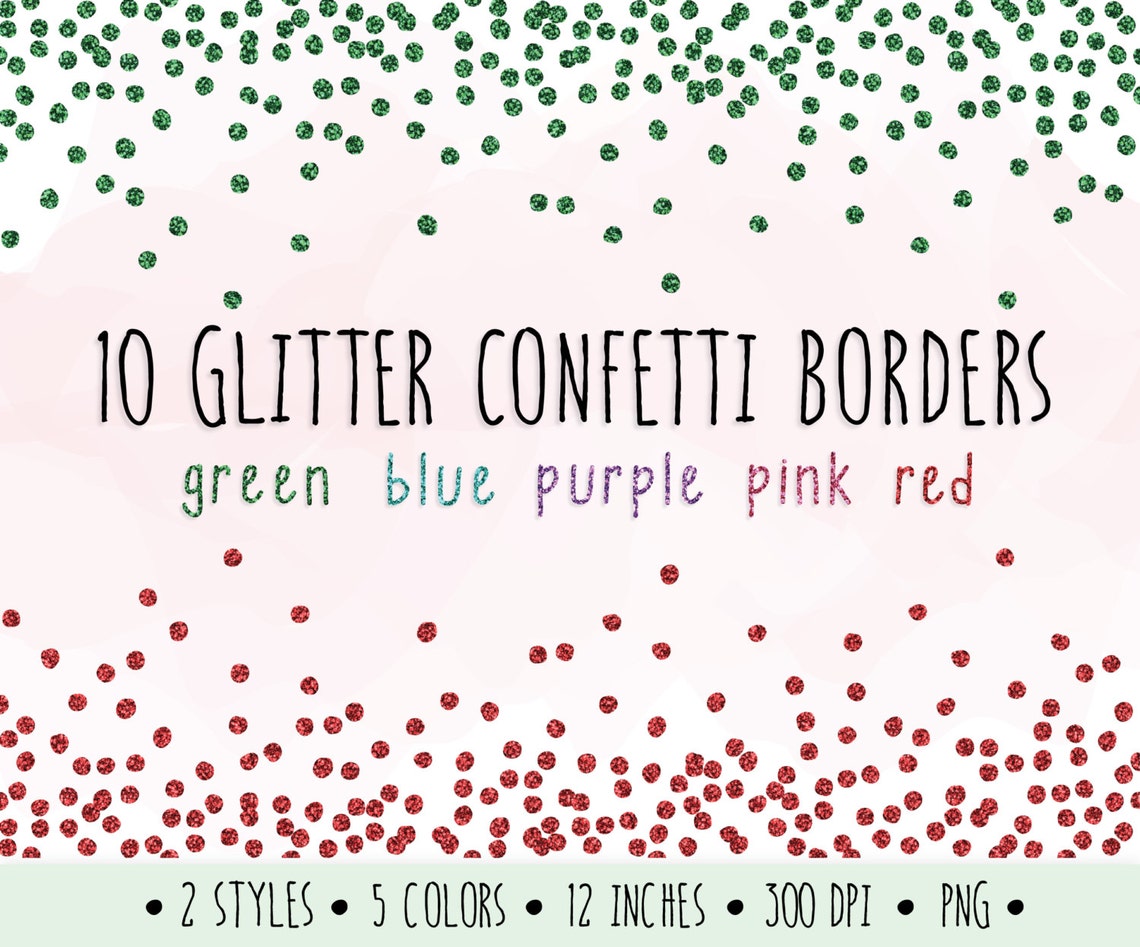 Glitter Confetti Borders Clip Art. Glitter Borders and Frames. - Etsy