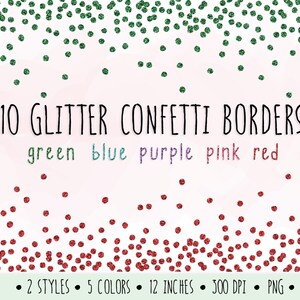 Glitter Confetti Borders Clip Art. Glitter Borders and Frames. Metallic ...