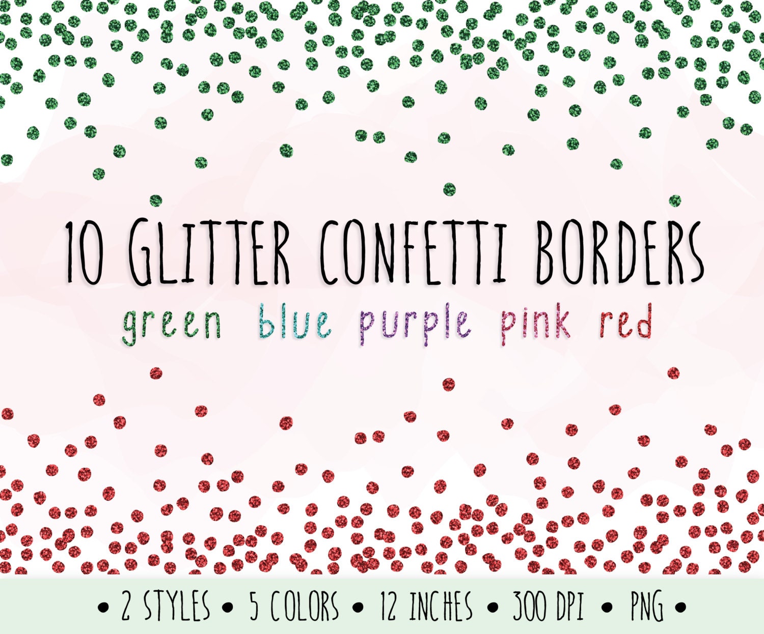 Glitter Confetti Borders Clip Art. Glitter Borders and Frames. | Etsy