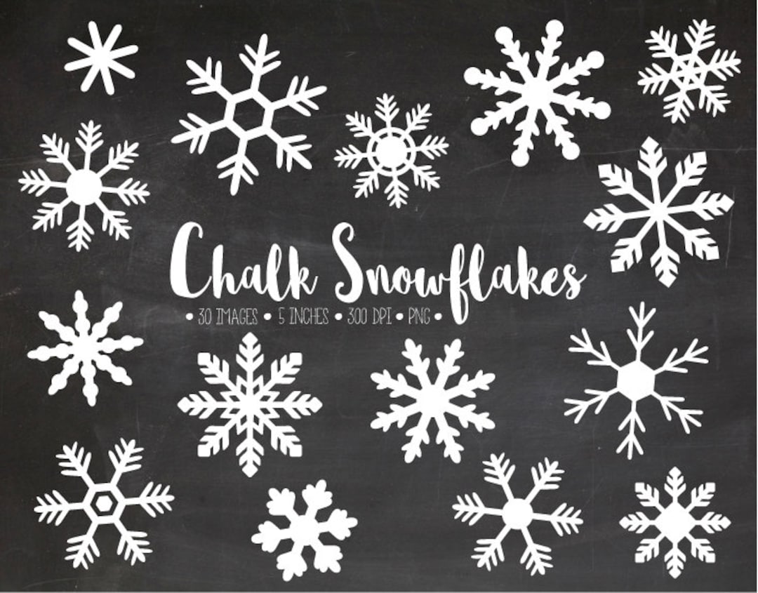 Chalk Snowflakes. Chalkboard Snowflake Clipart. Christmas Snowflake ...