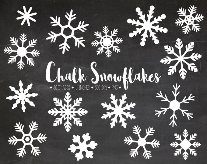 Chalk Snowflakes. Chalkboard Snowflake Clipart. Christmas - Etsy