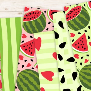 Watermelon Digital Paper. Summer Scrapbooking Paper. Seamless ...