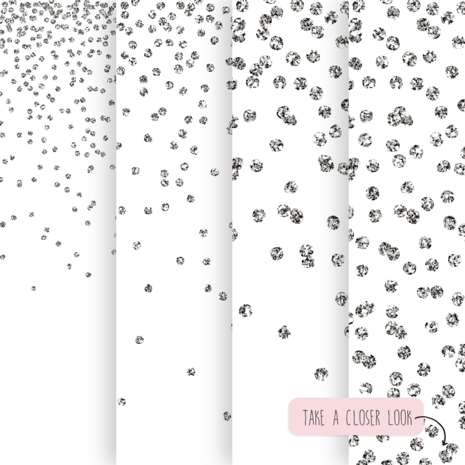 Silver Confetti Digital Paper. Silver Glitter Confetti Digital Paper ...