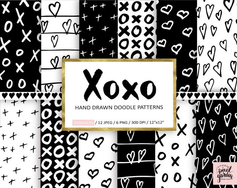 Minimalist Digital Pattern Bundle. Black, White Scandinavian Digital ...
