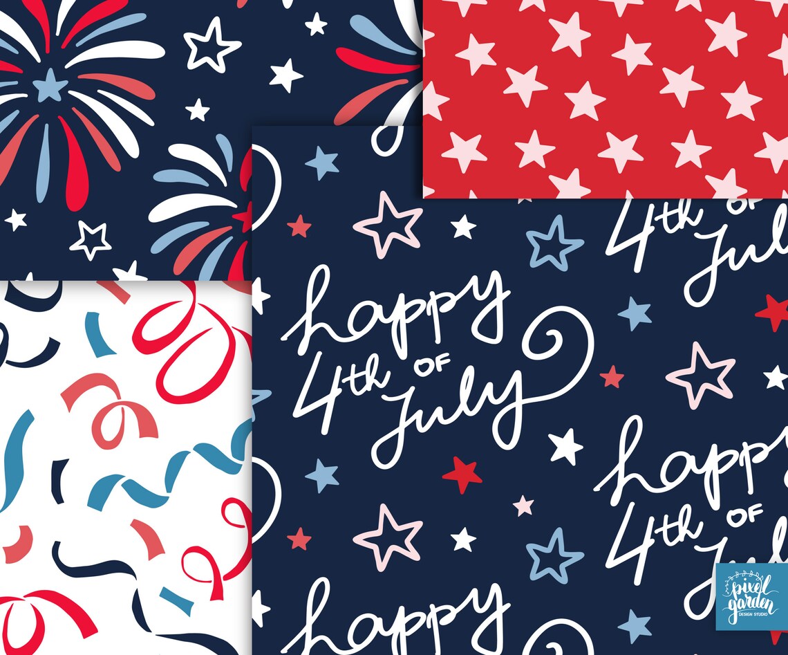 4th of July Digital Paper. Patriotic America Seamless - Etsy