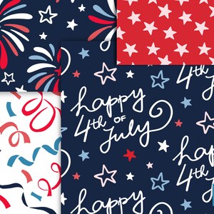4th of July Digital Paper. Patriotic America Seamless Background ...