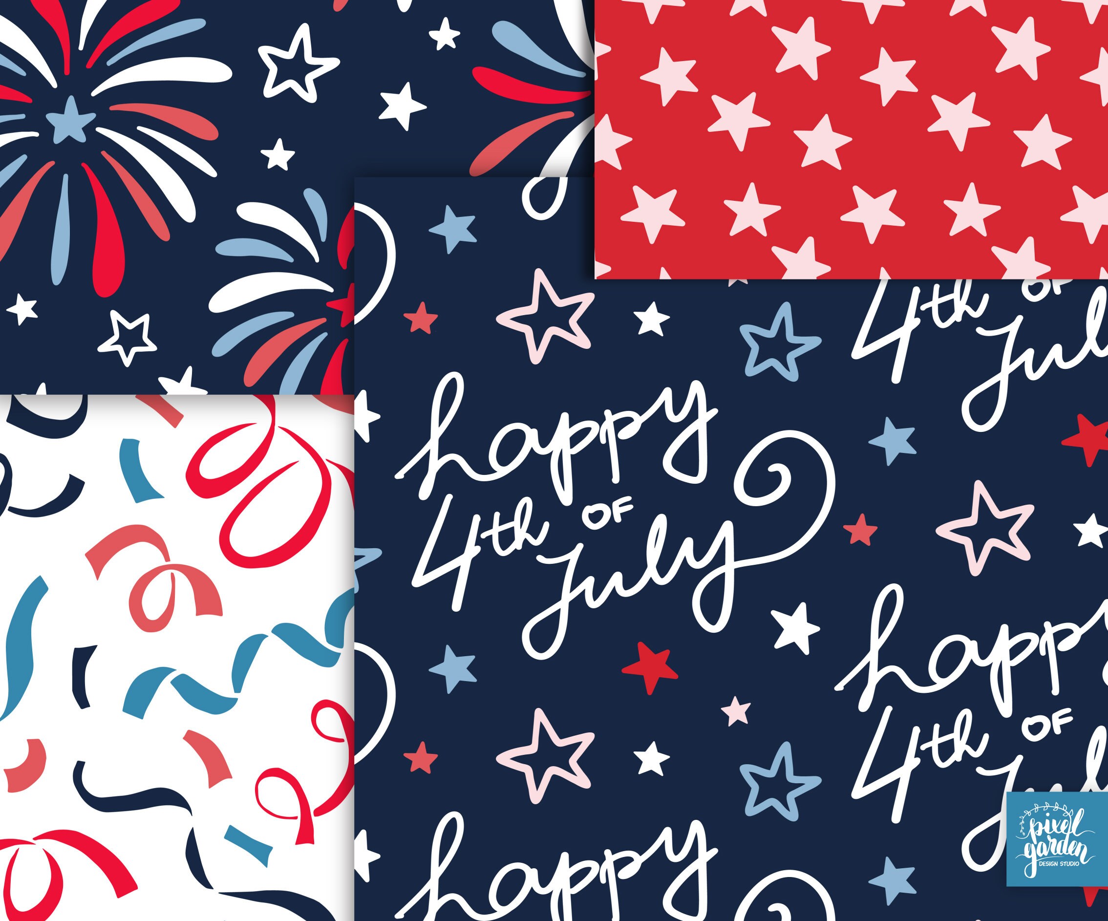 4th of July Digital Paper. Patriotic America Seamless Background ...