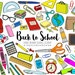 Back to School Clipart. Hand Drawn School Clip Art. Office Supplies ...