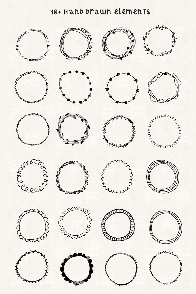 Doodle Frames Clipart. Hand Drawn Frames Clipart. Photo - Etsy