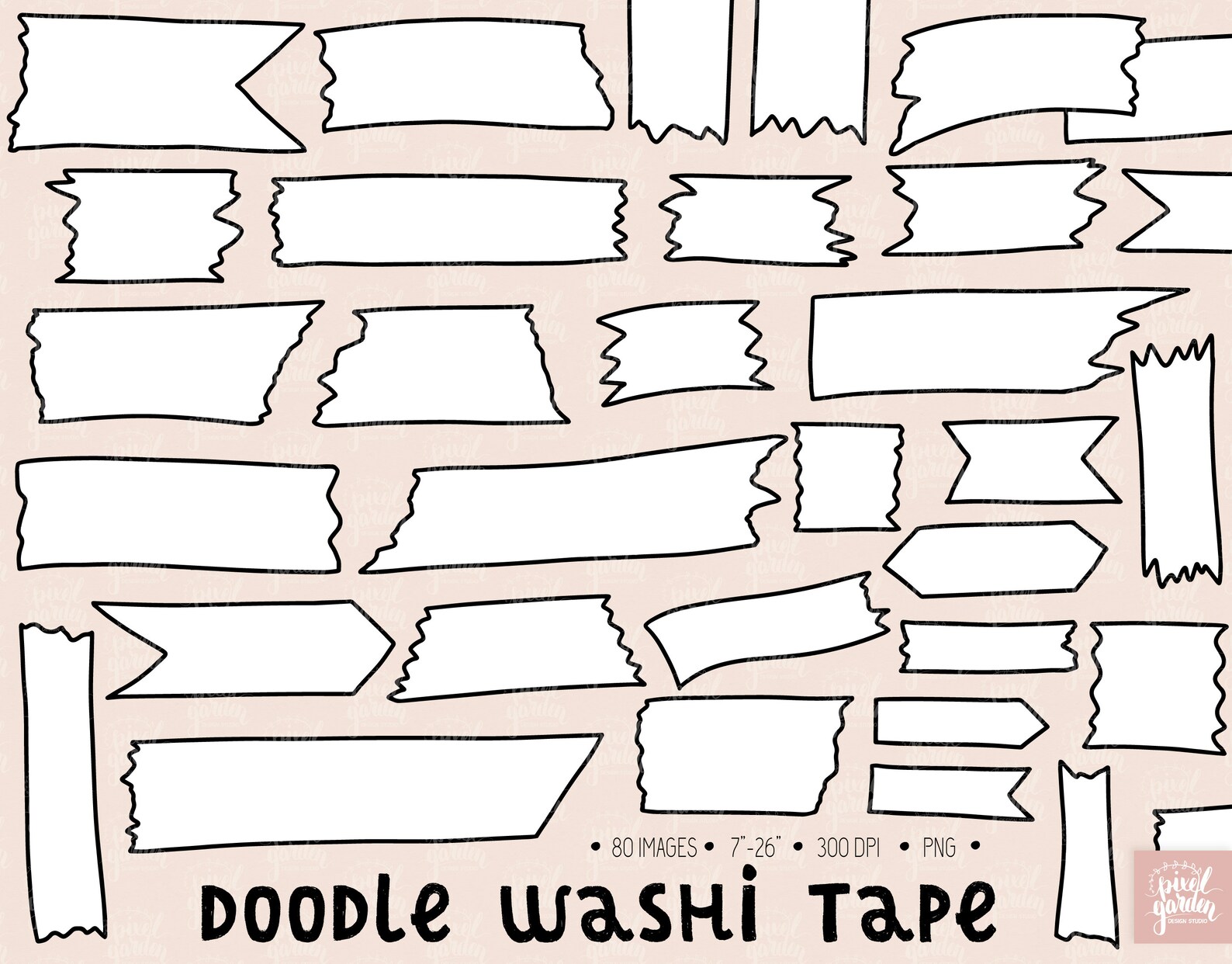 Washi Tape Clipart. Hand Drawn Washi Clip Art. Doodle Scotch - Etsy