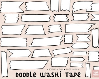 Washi Tape Clipart. Hand Drawn Washi Clip Art. Doodle Scotch Tape ...