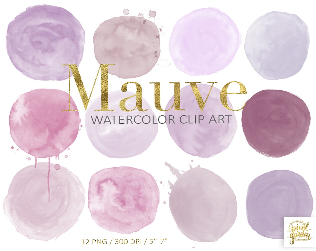 Purple Watercolor Circles Clip Art. Lavender, Mauve, Pink Hand Painted ...