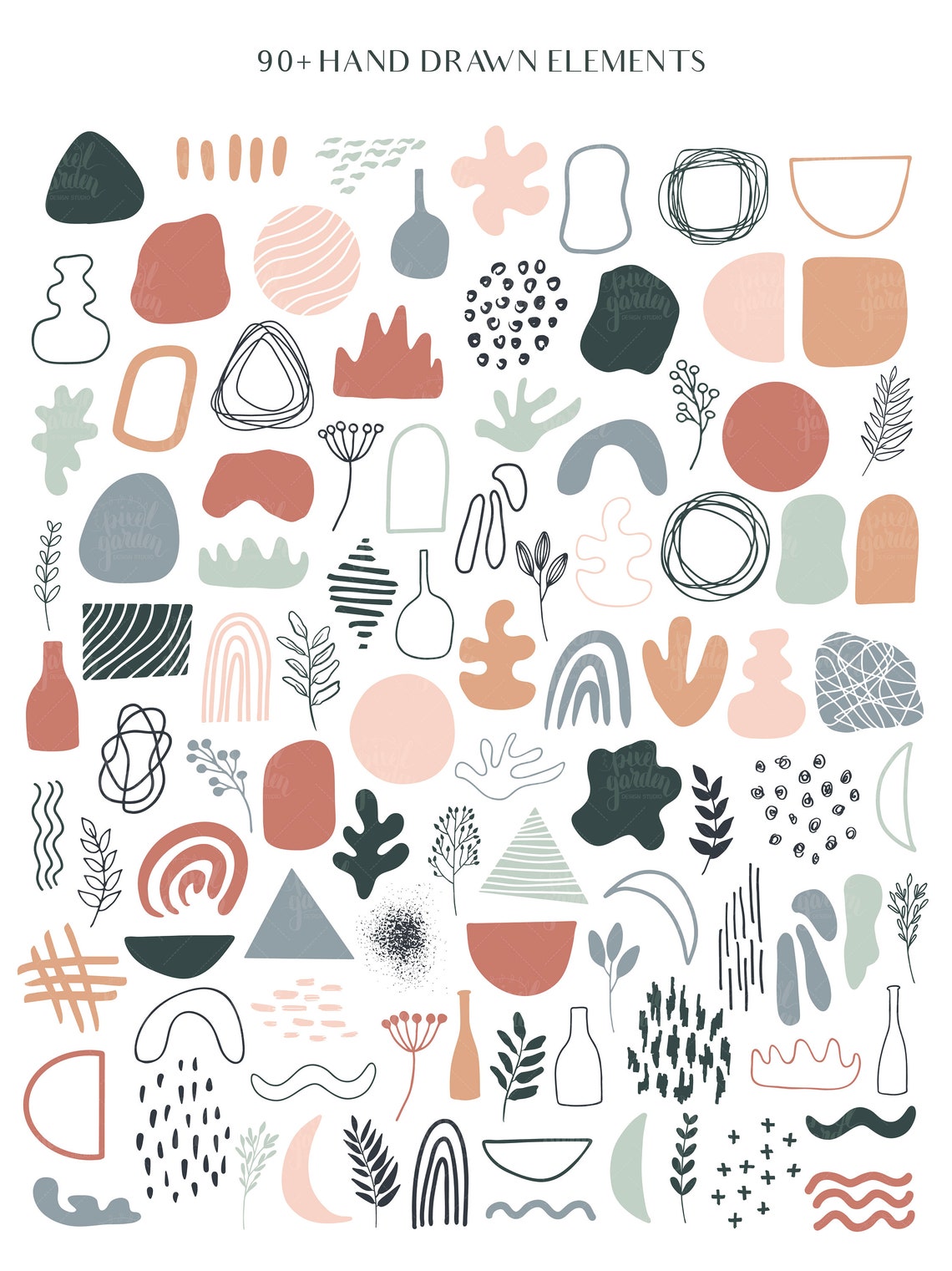 Abstract Boho Shapes Clip Art. Organic Abstract Collage - Etsy