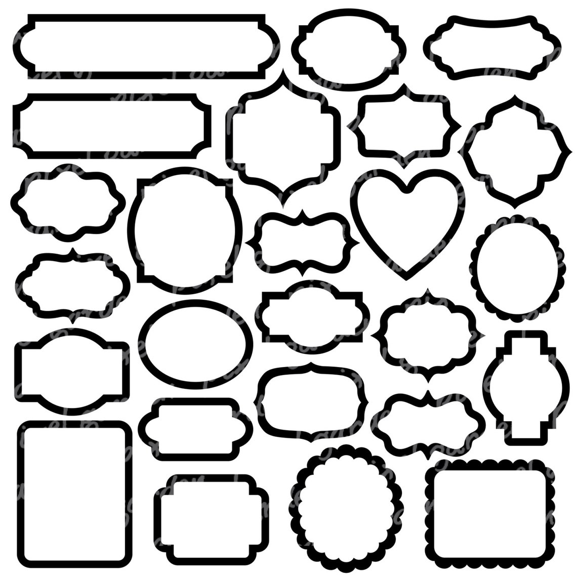 Black Frames Clip Art Set. Digital Tags Labels Borders in - Etsy