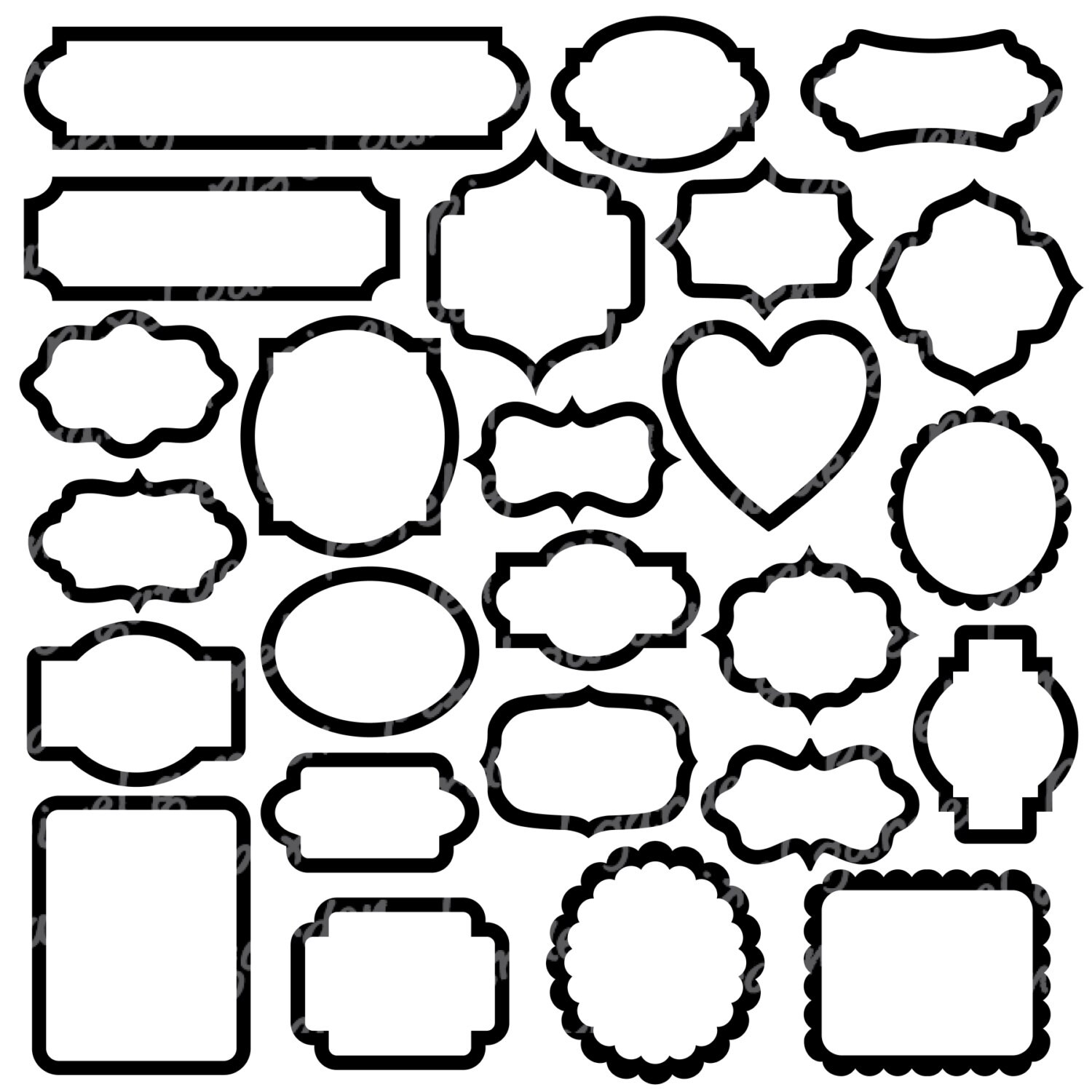 Black Frames Clip Art Set. Digital Tags Labels Borders in - Etsy