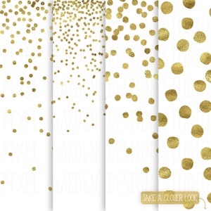 Gold Confetti Digital Paper. Gold Metallic Dot Confetti Scarpbooking ...