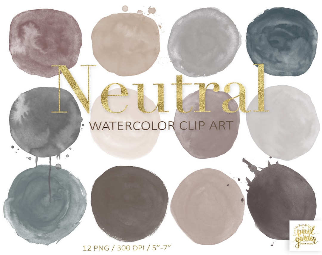 Neutral Watercolor Circles Clip Art. Hand Painted Watercolour Shapes ...